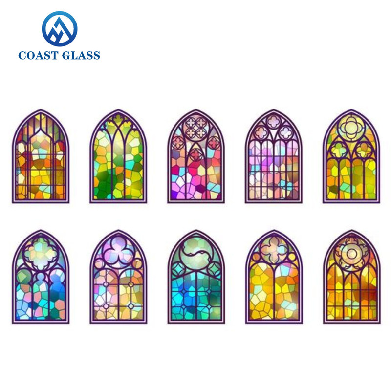 Colored Glass Window Panel Stained Arts and Crafts Interior Decoration